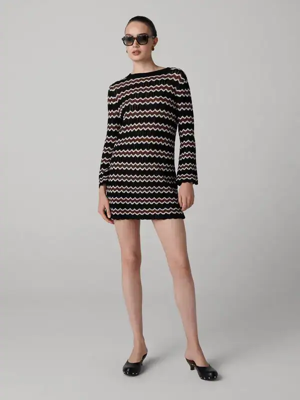 Diane Von Furstenberg Ema Mini Knit Dress In Black And Coffee Grind Multi -  60% Off | Editorialist