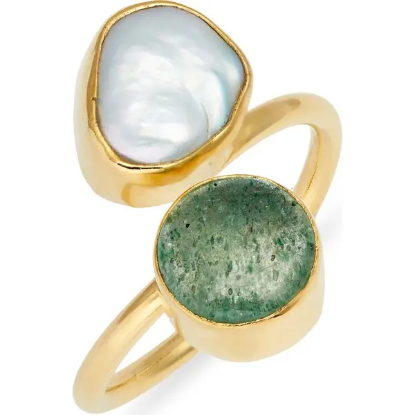 KIARA BY KI-ELE Pearl And Quartz Vermeil Wrap Ring