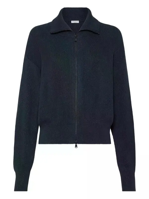 Brunello Cucinelli Metallic-threading Cardigan - Blue
