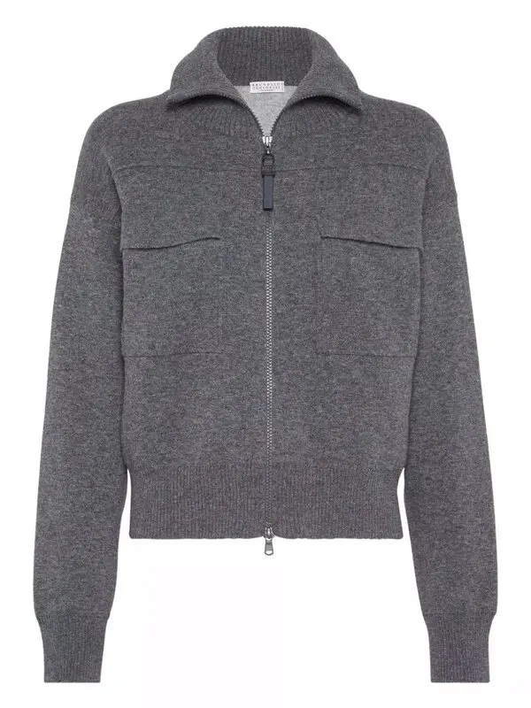 Brunello Cucinelli Double-knit Cardigan - Grey