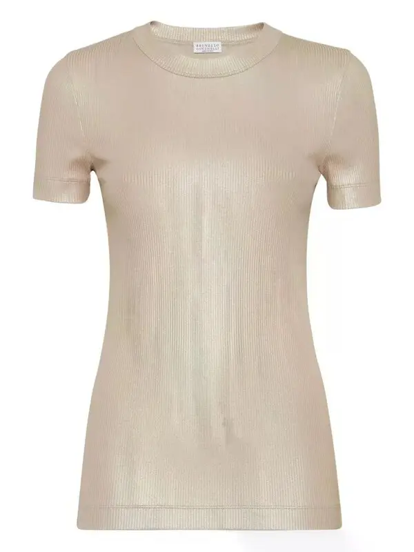 Brunello Cucinelli Ribbed T-shirt - Neutrals