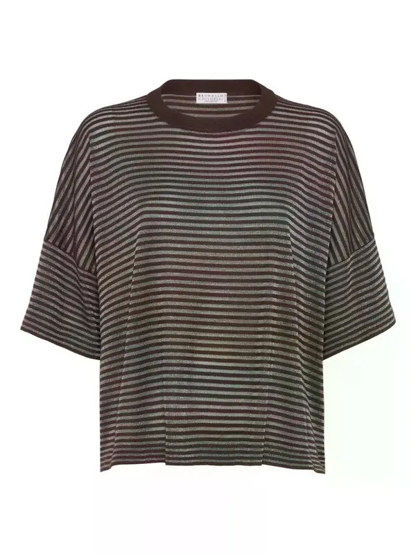 Brunello Cucinelli Striped T-shirt - Brown
