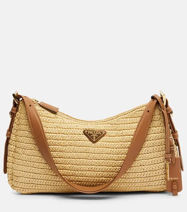 Prada Aimée Large Crochet Shoulder Bag - Neutrals