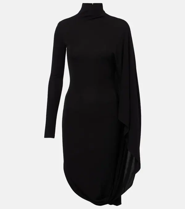 Stella McCartney Draped High-neck Midi Dress - Black