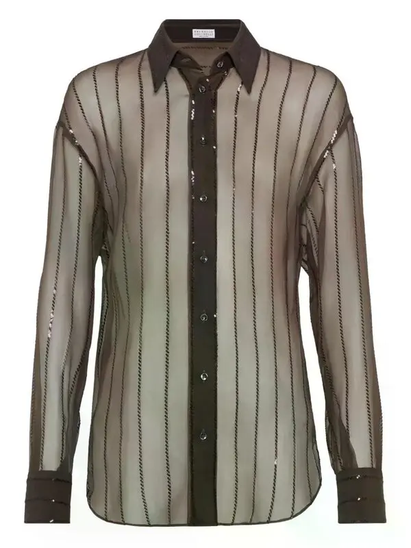Brunello Cucinelli Sequin-embellished Shirt - Brown