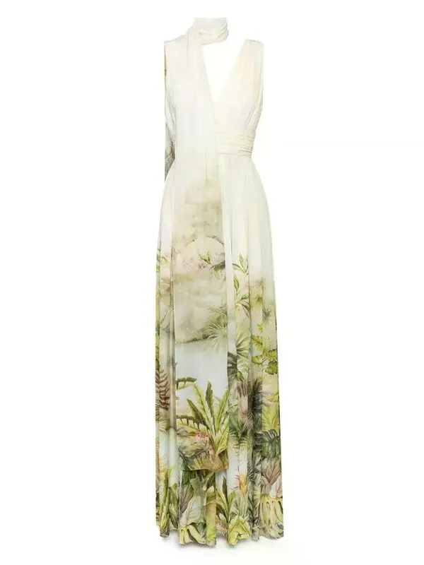 Elie Saab Printed Chiffon Dress