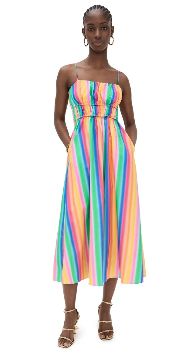 English Factory Rainbow Stripe Sleeveless Maxi Dress