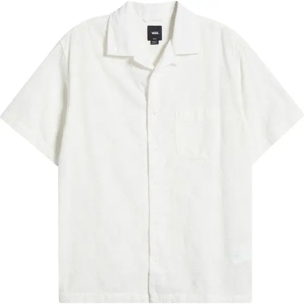 VANS Wayside Cotton Eyelet Short Sleeve Button-up Shirt - Marshmallow