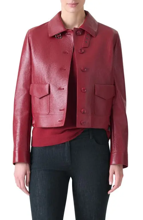 Akris Lacquered Leather Crop Jacket
