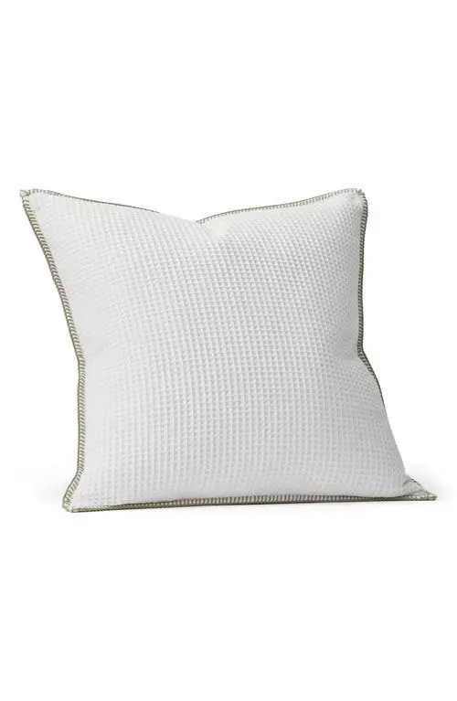 BOLL & BRANCH Blanket Stitch Organic Cotton Waffle Weave European Sham - White/ Oak