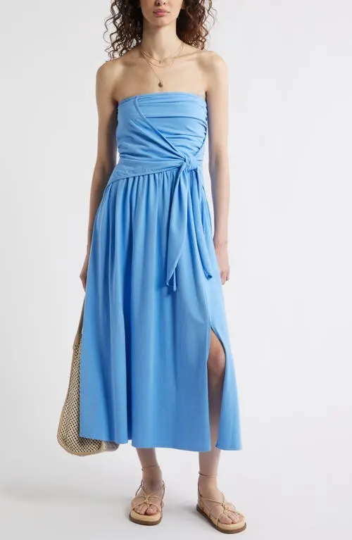 Treasure & Bond Strapless Tie Front Cotton Sundress