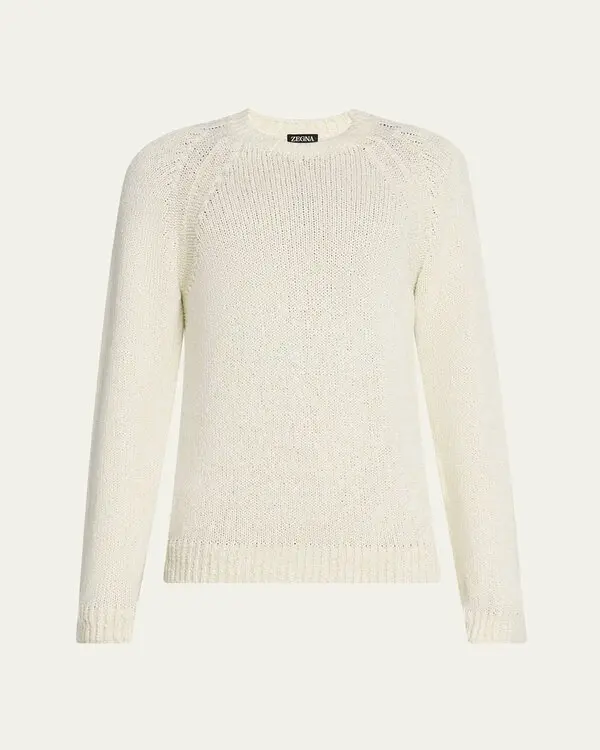 Zegna Mouline Cotton Knit Crewneck Sweater