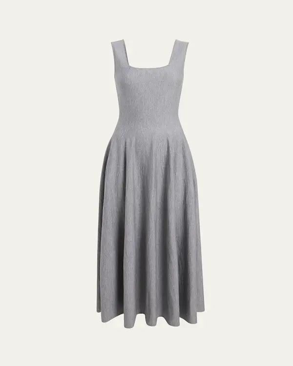 Khaite Jodie Square-neck Sleeveless Maxi Dress - Mercury