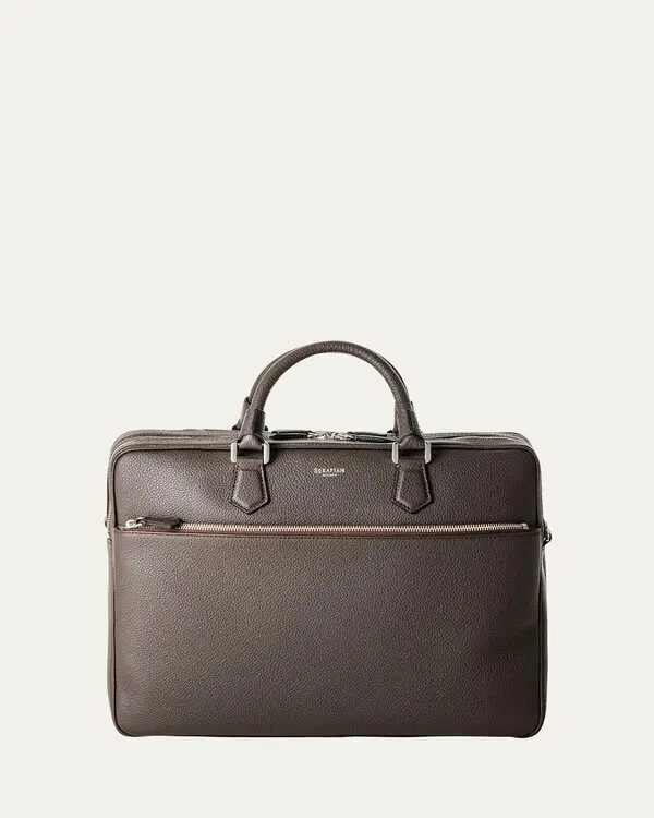 SERAPIAN Cachemire Leather Briefcase - Espresso