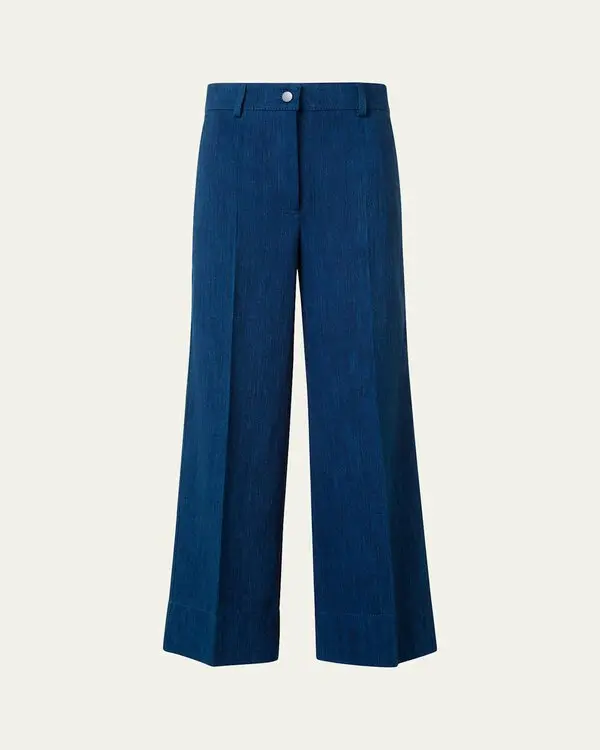 Akris Signature Dot Application Denim Wide Leg Pants
