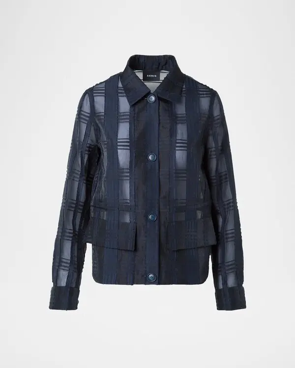 Akris Organdy Plaid Short Jacket