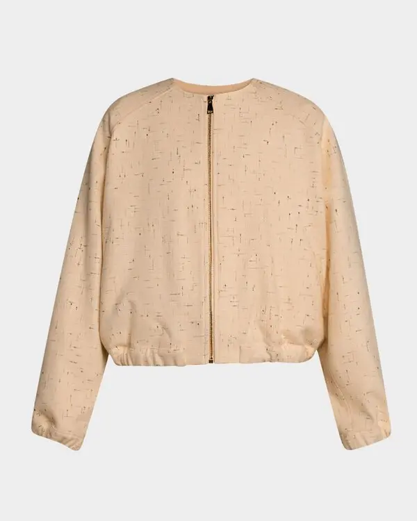 Fabiana Filippi Crewneck Donegal Tweed Bomber Jacket