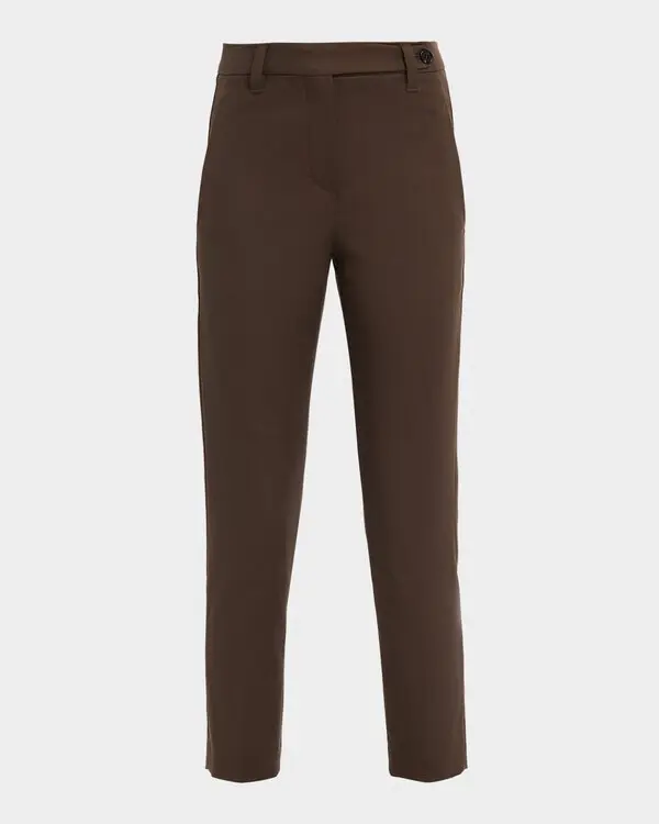 Brunello Cucinelli Cotton Twill Slim-leg Ankle Pants - Dark Chocolate