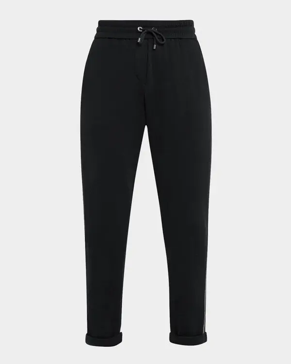 Brunello Cucinelli Monili Trim Wide-leg Sweatpants