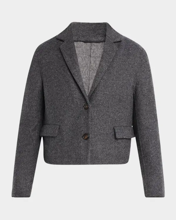 Brunello Cucinelli Fluid Wool Double-faced Crop Jacket
