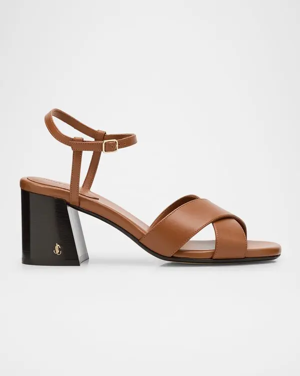 JIMMY CHOO Valla 65 Vacchetta Leather Sandals - Tan