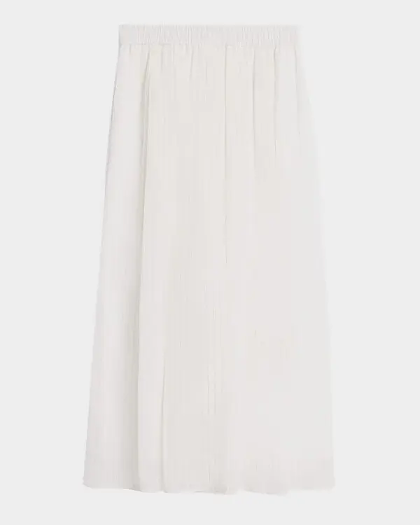 Brunello Cucinelli Pinstripe Cotton Gauze Midi Skirt