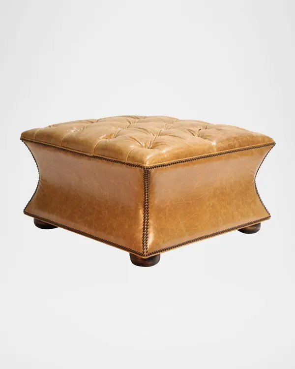 PENINSULA HOME COLLECTION Cleo Tufted Leather Ottoman
