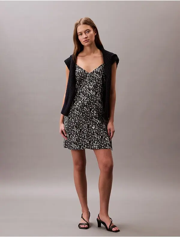 Calvin Klein Printed Satin Mini Slip Dress