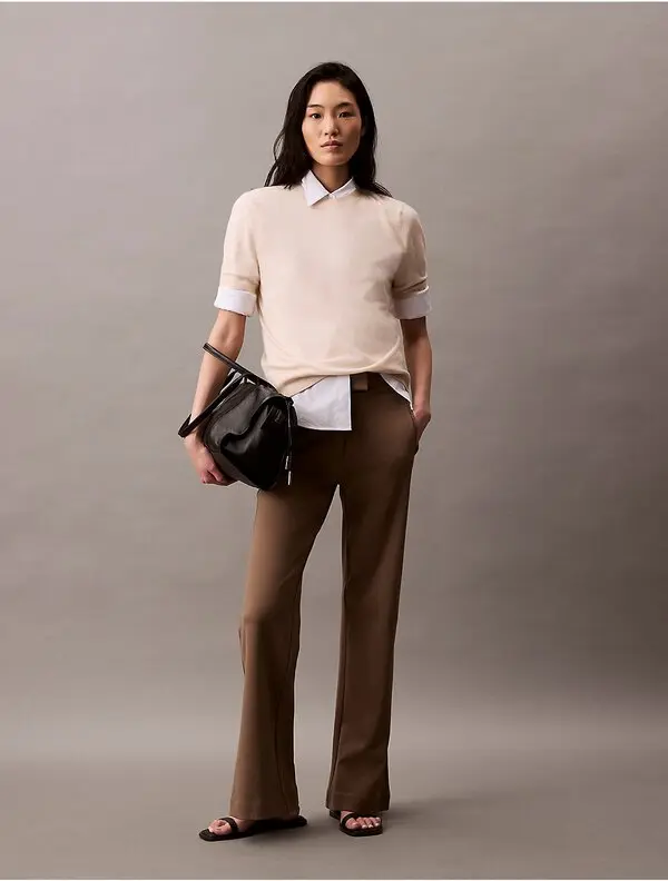 Calvin Klein Ponte Flared Fit Pants - Shitake