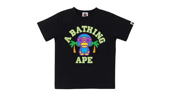 BAPE Colors Milo College Summer Tee Shirt - Black