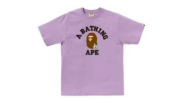 BAPE Go Ape Pointer College Tee Shirt - Purple