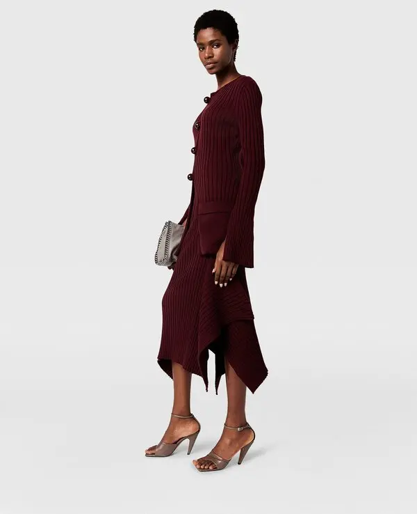 Stella McCartney Ribbed Long-sleeved Cardigan - Bordeaux
