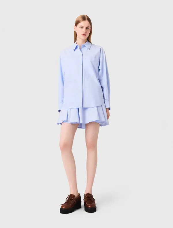 Maje Cotton Poplin Shirt - Light Blue
