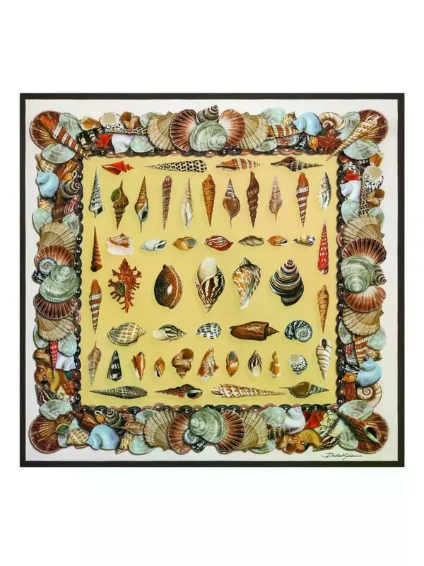 Dolce & Gabbana Shell-print Silk Scarf - Yellow