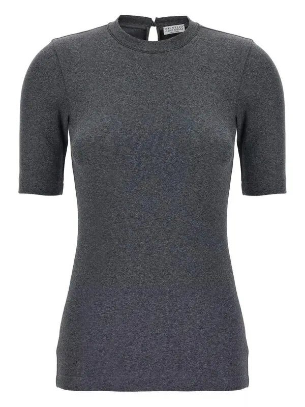 Brunello Cucinelli Monile Ribbed T-shirt - Grey