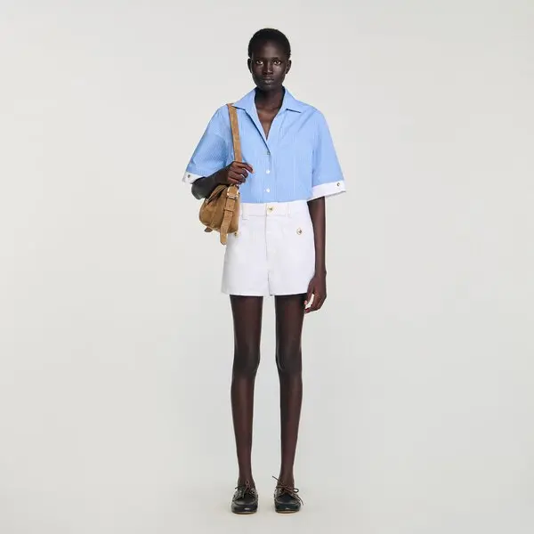 Sandro High-waisted Denim Shorts - White