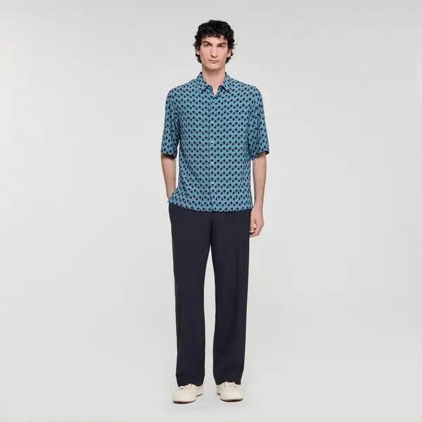 Sandro Rope Print Shirt - Navy Blue