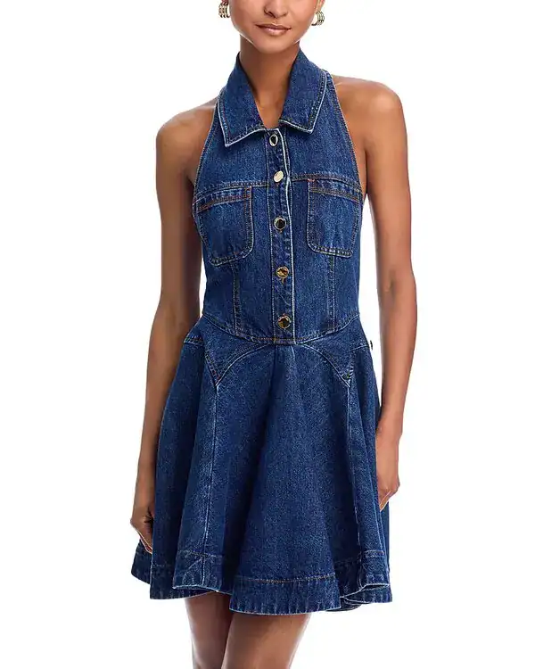 sachin and babi light blue dress Boe Denim Halter Mini Dress – VICI