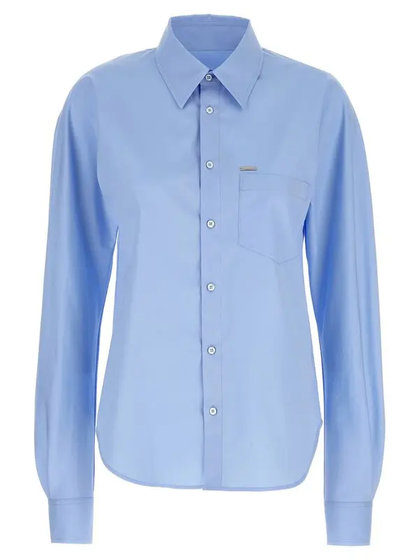 Dsquared2 Cotton Poplin Pocket Shirt - Blue