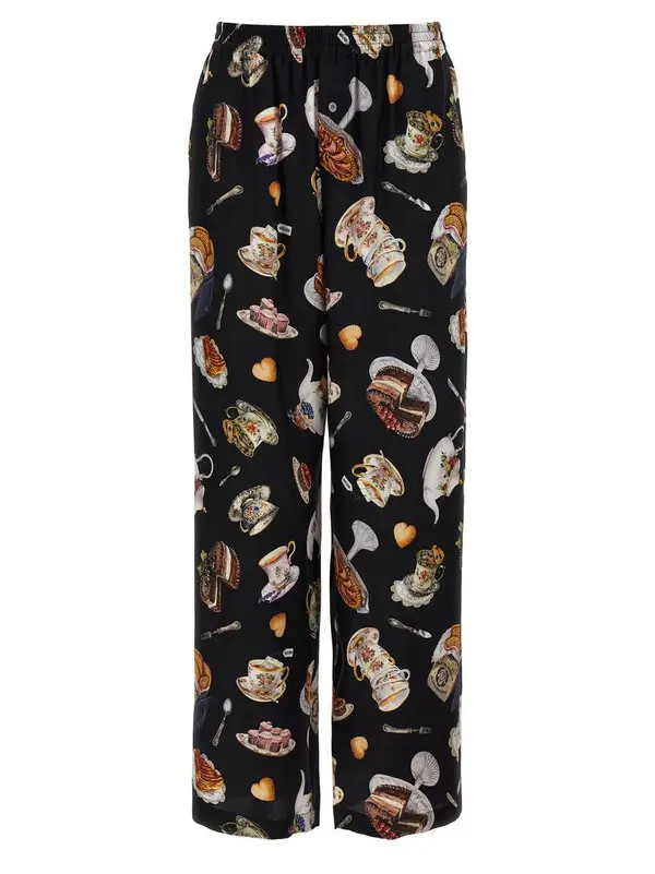 Moschino Tea Time' Print Silk Pants