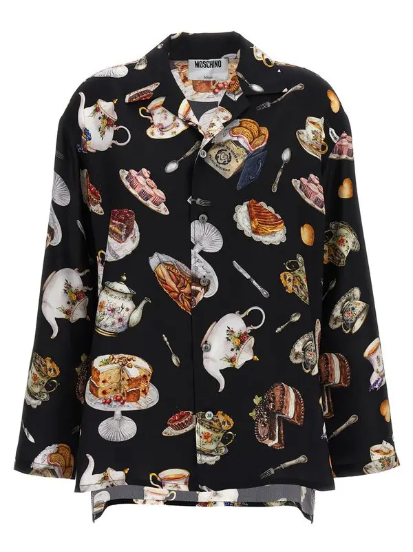 Moschino Tea Time Print Silk Shirt - Multicolor