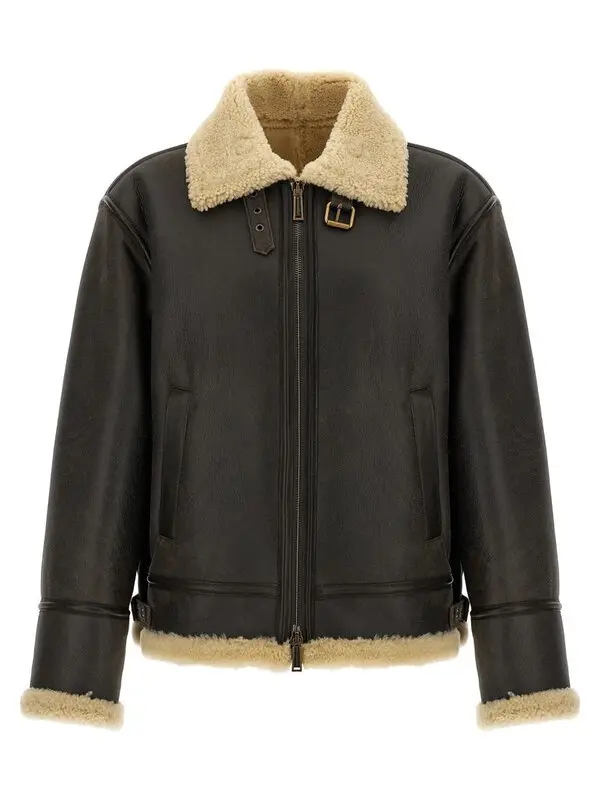 Dsquared2 Aviator Sheepskin Jacket - Brown