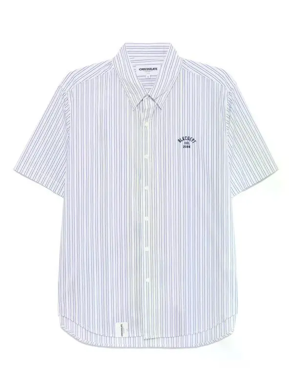 CHOCOOLATE Striped Short-sleeved Shirt - White