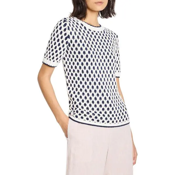 NIC+ZOE Geo Tuck Stitch Short Sleeve Sweater