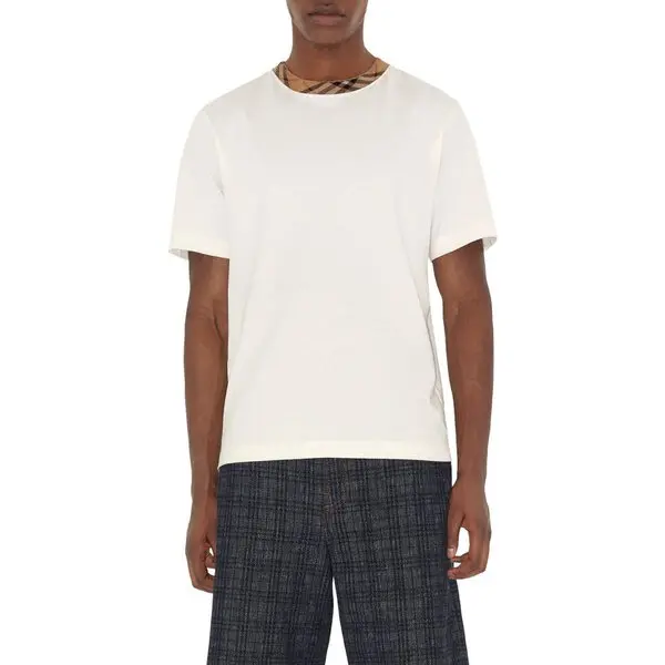 Burberry Check Trim T-shirt - Chalk