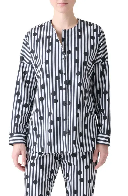 Akris Polka Dot Stripe Cotton Tunic