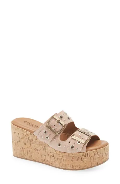 Cordani Jayne Platform Wedge Slide Sandals - Sahara