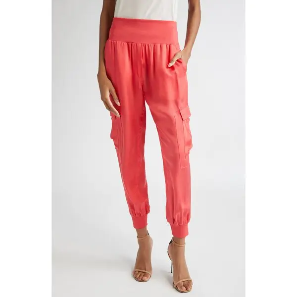 Cinq À Sept Giles Cupro Crop Cargo Joggers - Cherry Lemon