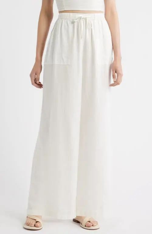 Treasure & Bond Linen Blend Pull-on Pants - Ivory Dove