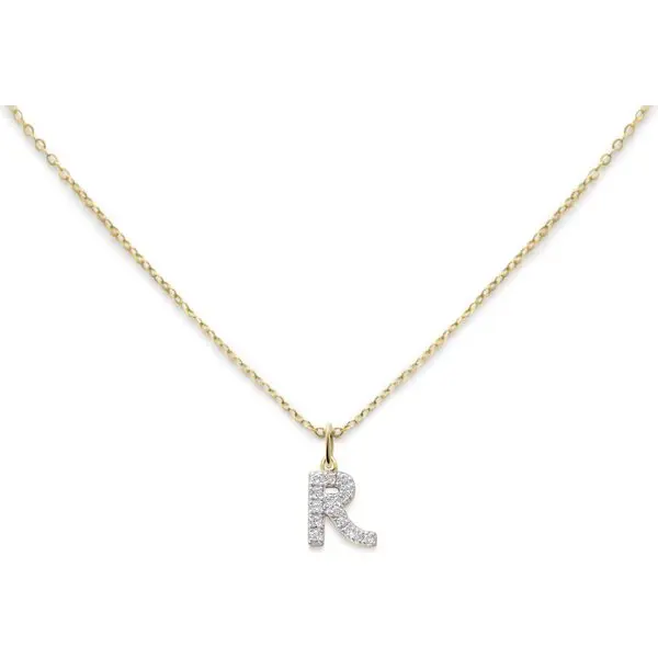 Monica Vinader Lab Created Diamond Initial Pendant Necklace - 14kt Solid Gold - R